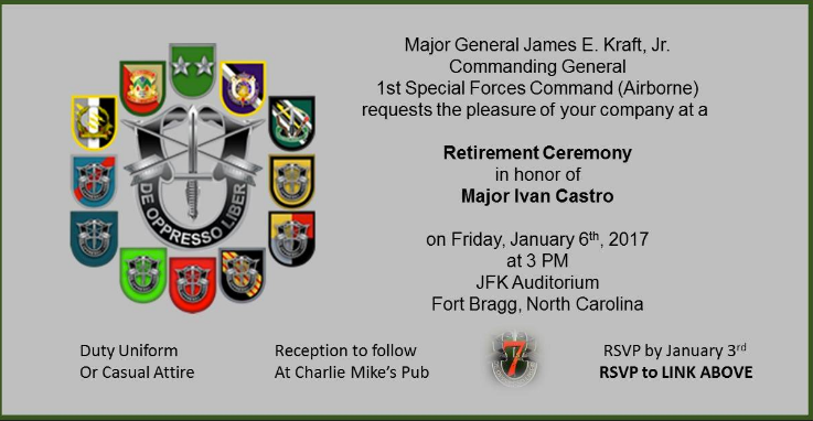 Major Ivan Castro Retirement | SFA CHAPTER 62, SOUTHERN PINES, NORTH ...